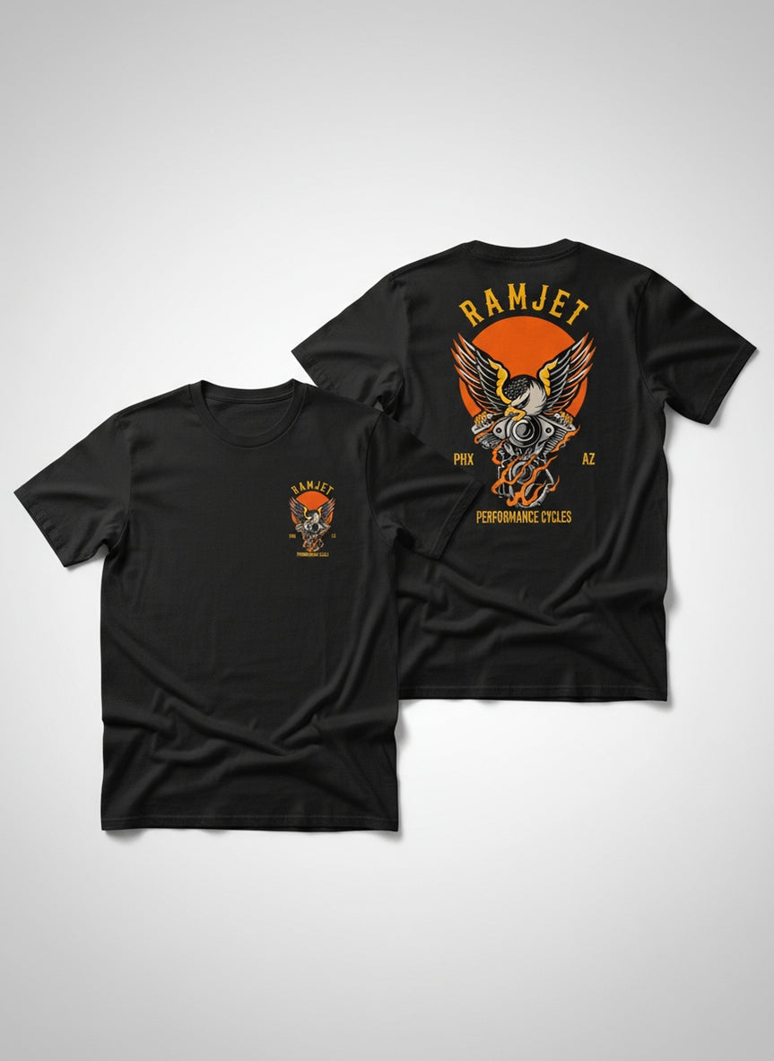 Ramjet Racing Black T-Shirt - Phoenix "Motorcycle Repair Shop"