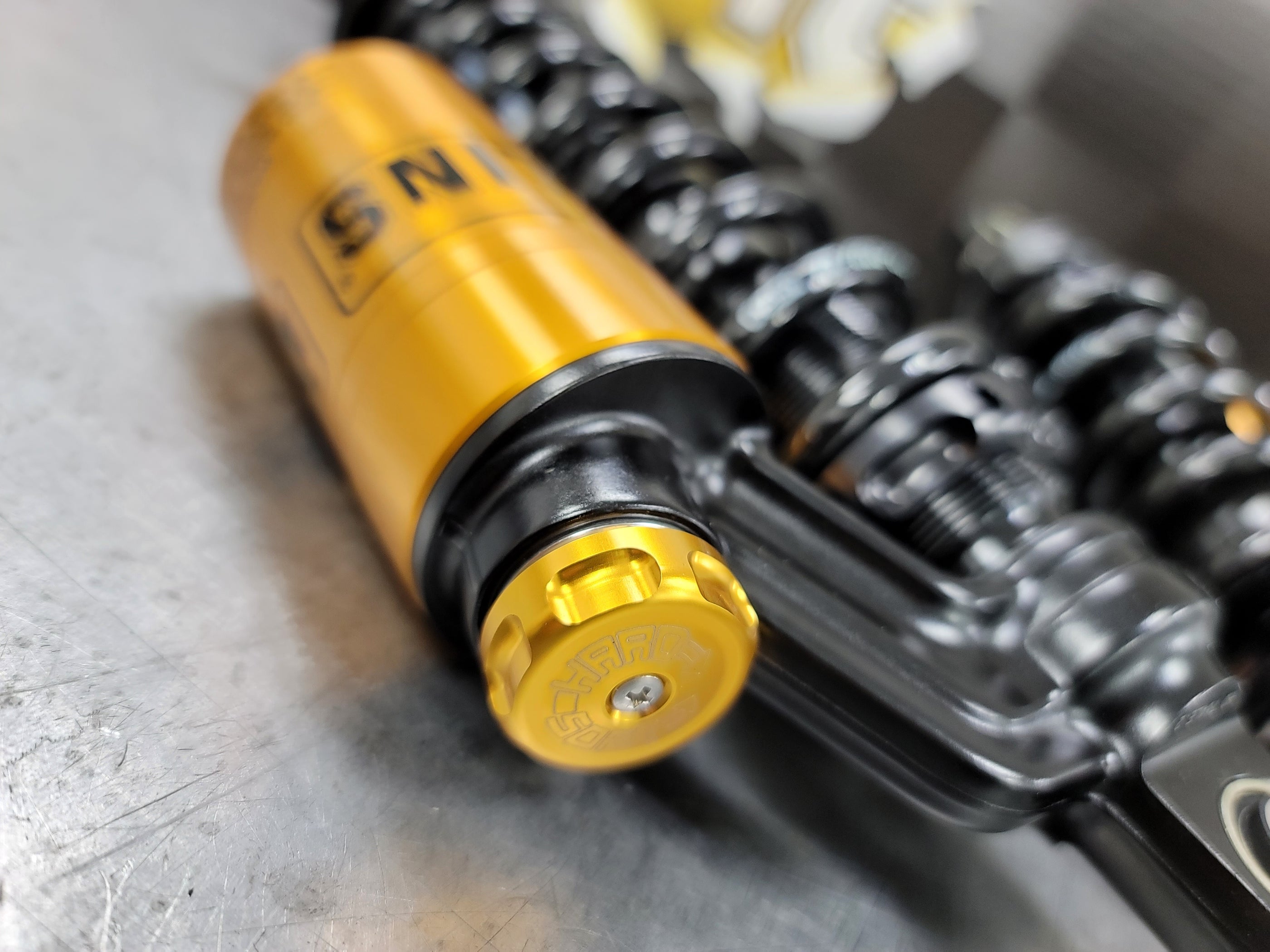 Ohlins "Blackline-Gold Reservoir Piggyback Shocks" - Dyna — Ramjet Racing